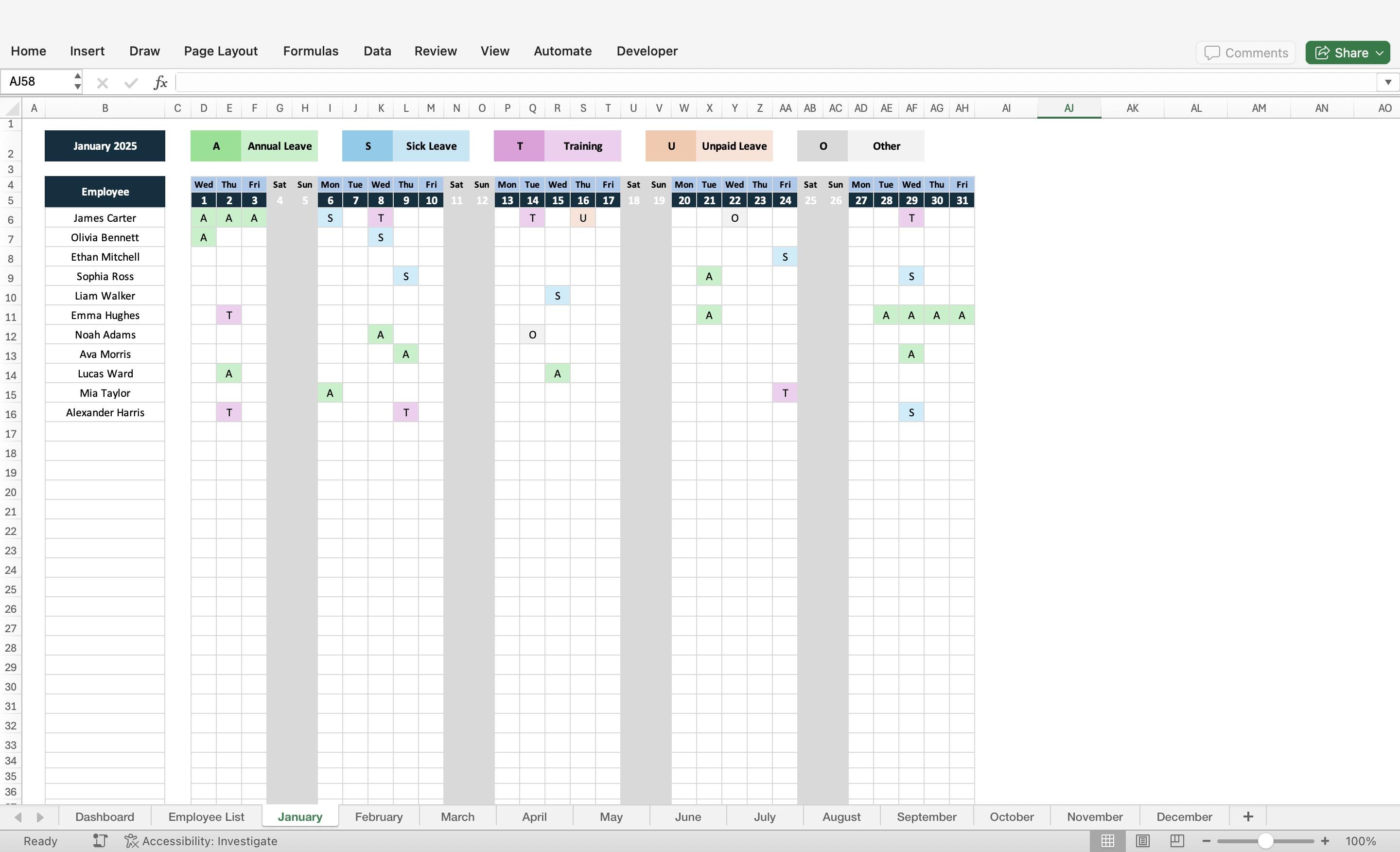 Employee Leave Tracker | Excel Template | Leave Management Excel | Time ...