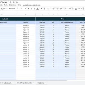 Product Pricing Template | Google Sheets | Pricing Sheet | Pricing ...