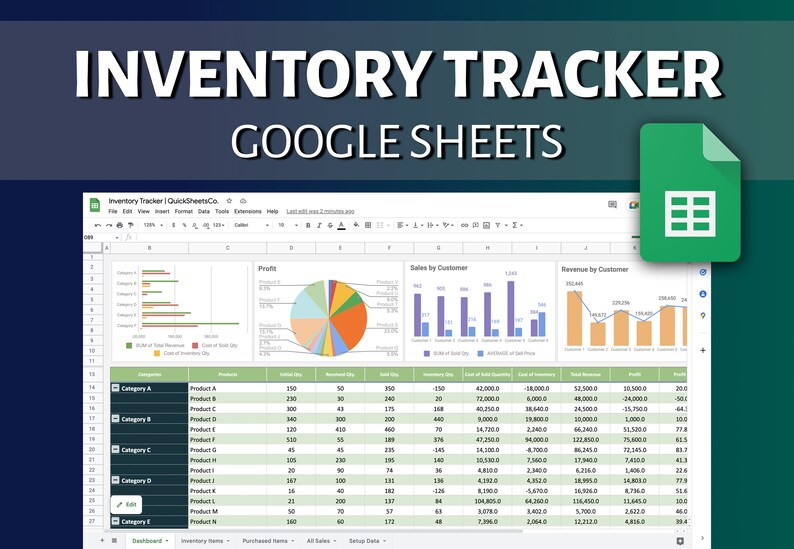 Inventory Tracker Spreadsheet Google Sheets Stock Tracking Inventory ...