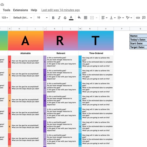 Smart Goals Analysis Template Google Sheets Download Smart - Etsy Canada