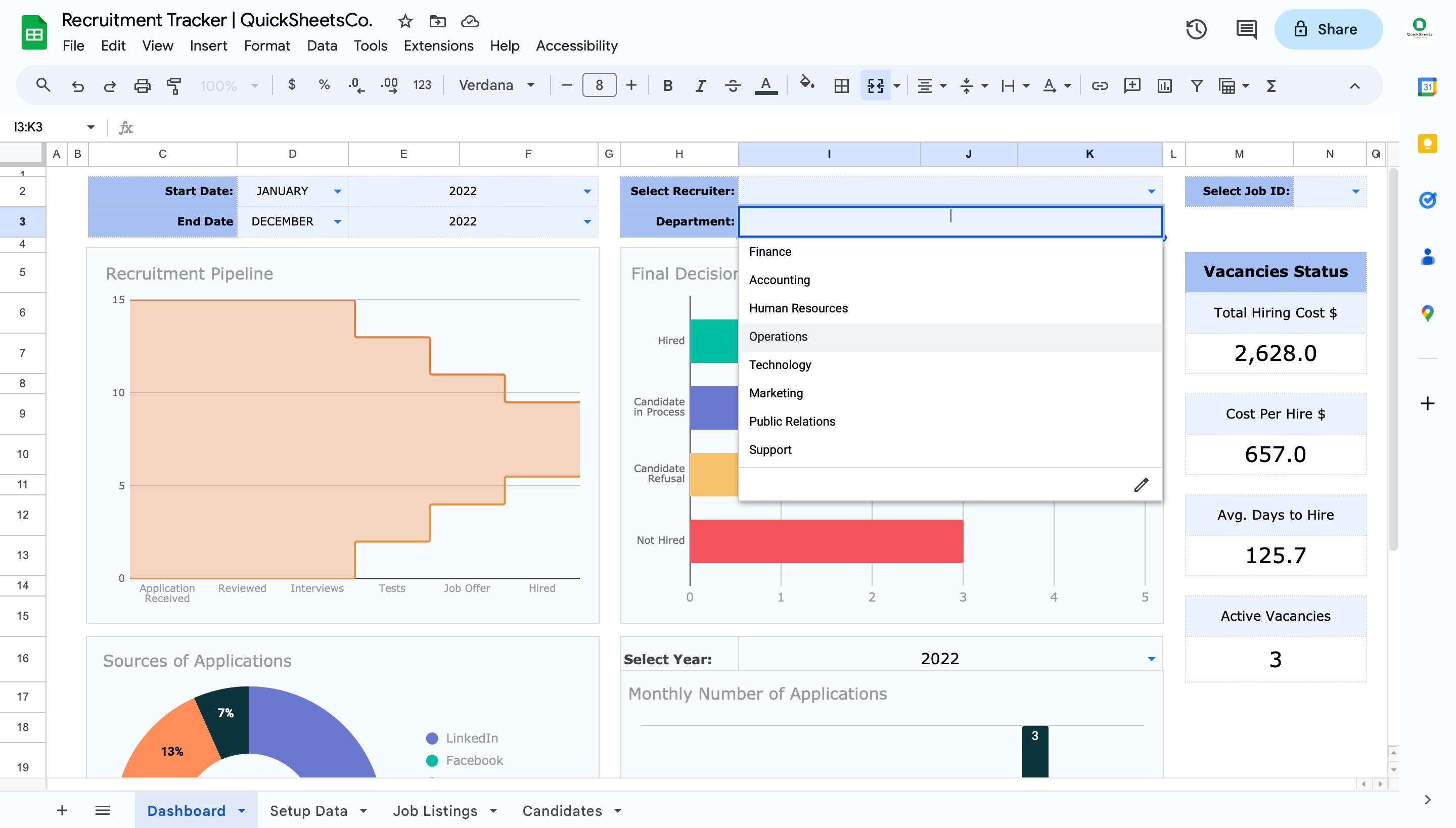 Recruitment Tracker Google Sheets | Applicant Tracking Spreadsheet ...