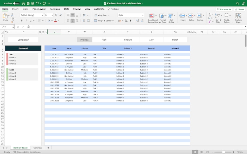 Kanban Board Excel Template | Task Tracker | Project Management | Gantt ...