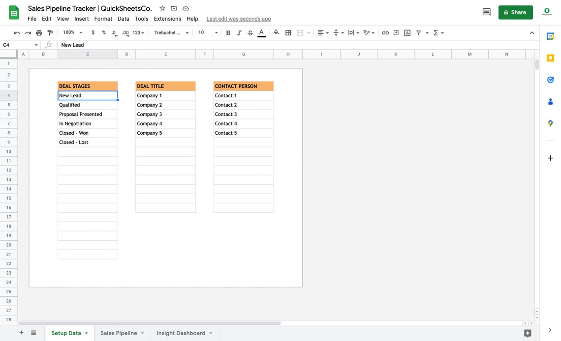 Sales Pipeline Template | Business Spreadsheet | Pipeline CRM | Google ...