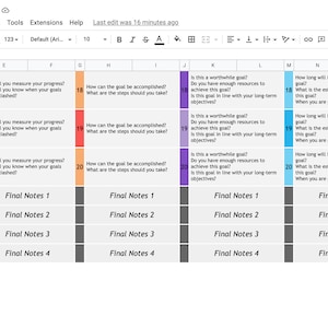 Smart Goals Analysis Template | Google Sheets | Download Smart Goals ...