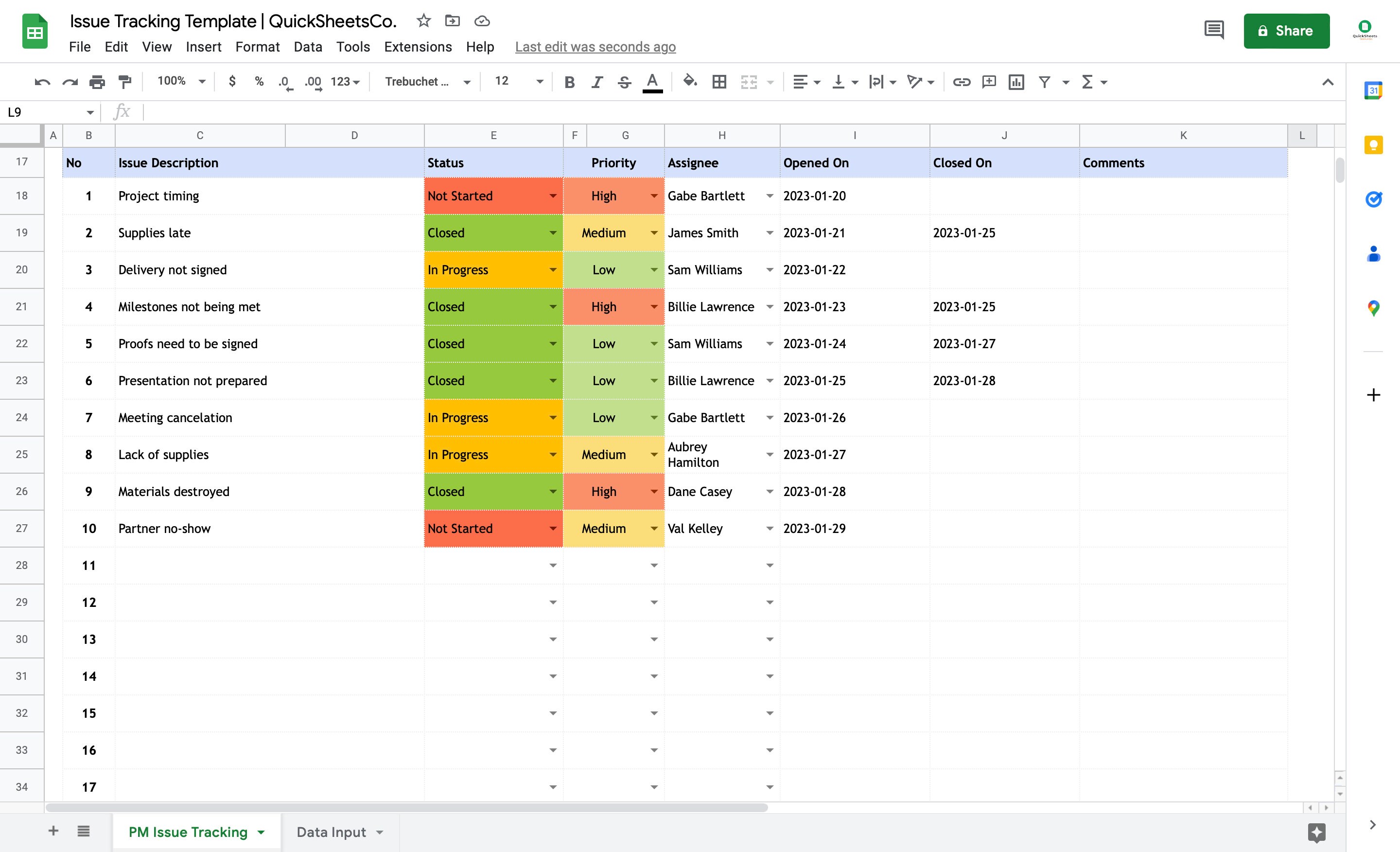 Issue Tracker Template Google Sheets Track Project Management Task ... Issue Tracker Template Google Sheets Track Project Management Task ...
