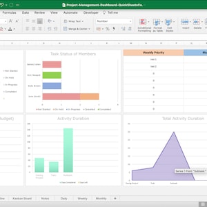 Project Management Dashboard Excel Template | Automatic Dashboard | Timeline | Kanban Board ...