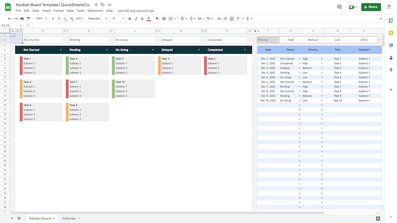 Kanban Board Google Sheets Template Kanban Agile Board - Etsy
