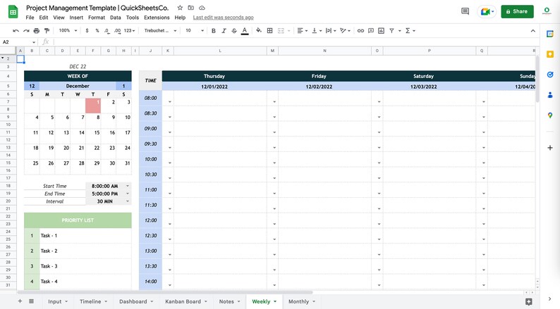 Project Management Dashboard | Google Sheets Template | Automatic ...