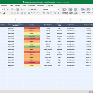 Risk Assessment Excel Template Business Spreadsheet Risk Management ...