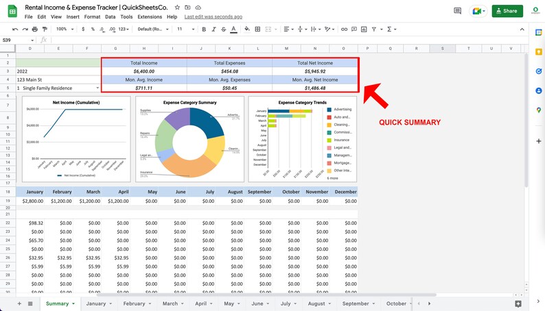 Landlord Rental Property Spreadsheet Template Google Sheets | Rental ...