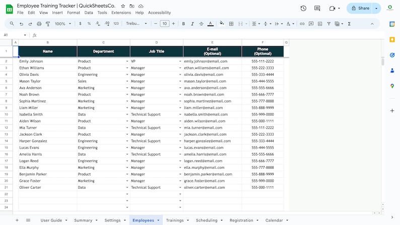 Employee Training Template | Training Tracker | Employee Training ...