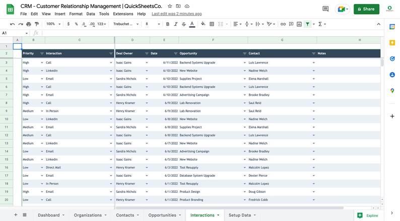 CRM Template | Google Sheets Client Tracker | Customer Relationship ...