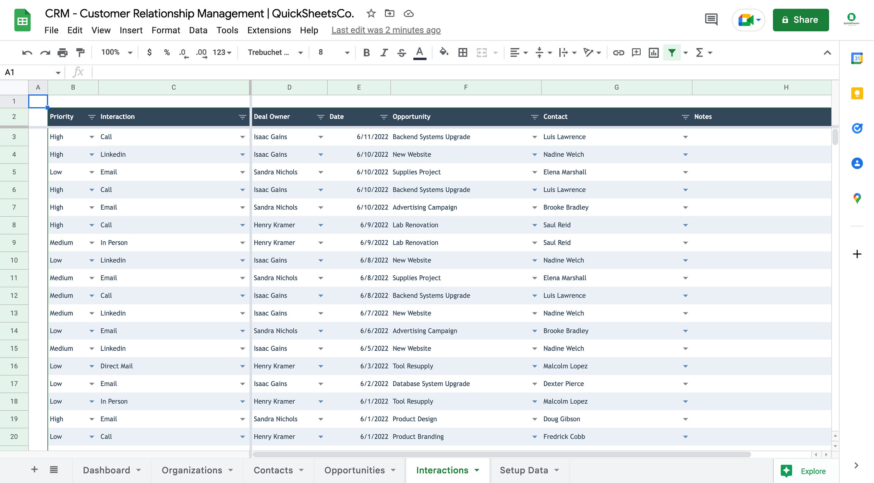 CRM Template | Google Sheets Client Tracker | Customer Relationship Management Database | Lead ...