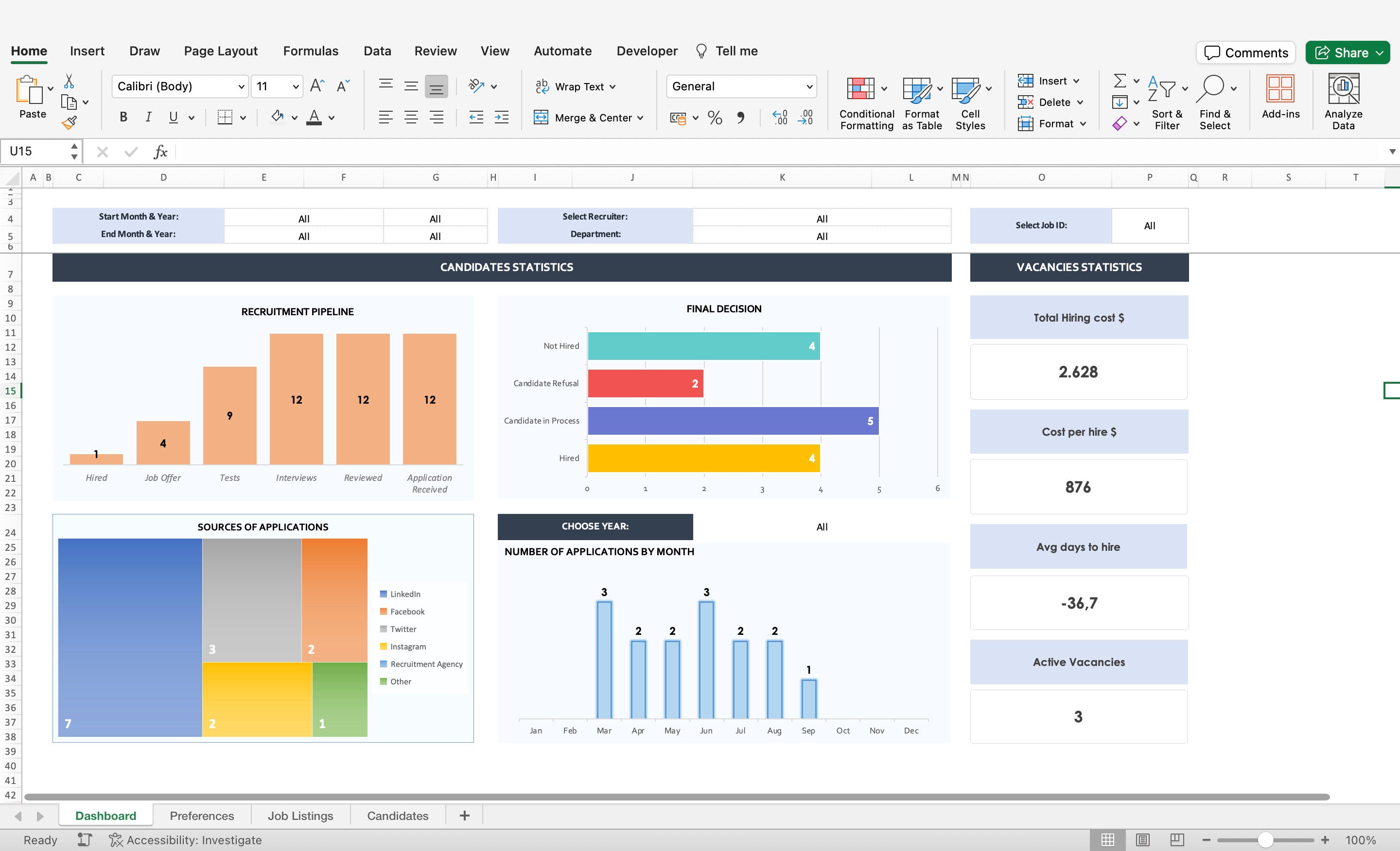 Recruitment Tracker Excel Template Applicant Tracking Spreadsheet Hiring Pipeline