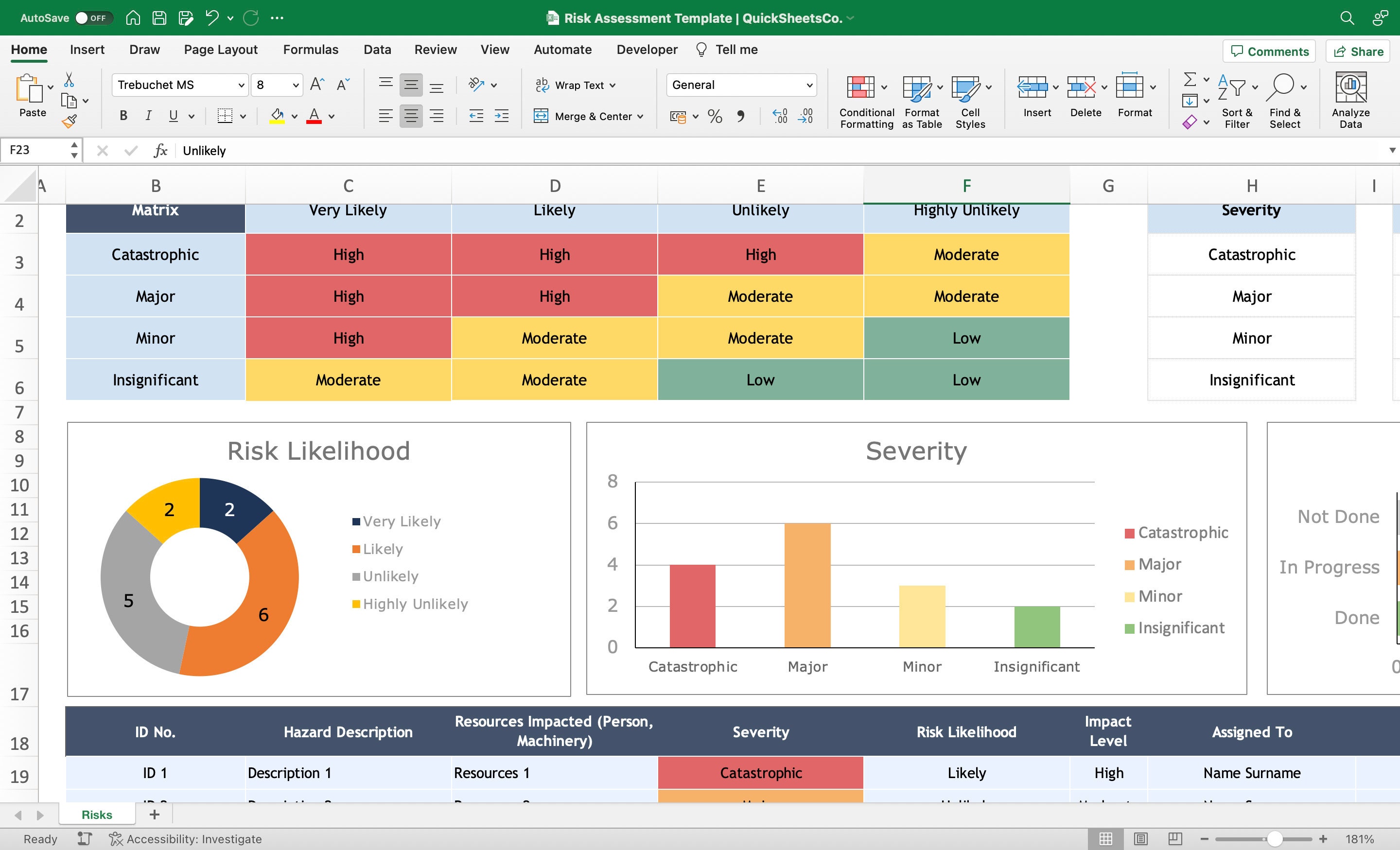 Risk Assessment Excel Template | Business Spreadsheet | Risk Management ...