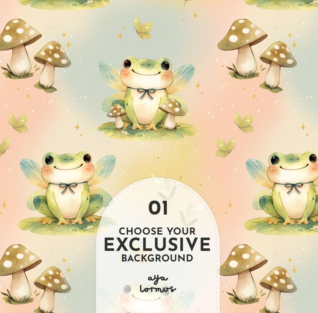 Fairy Frog & Mushroom Seamless Pattern, Fairycore Cottagecore Digital ...