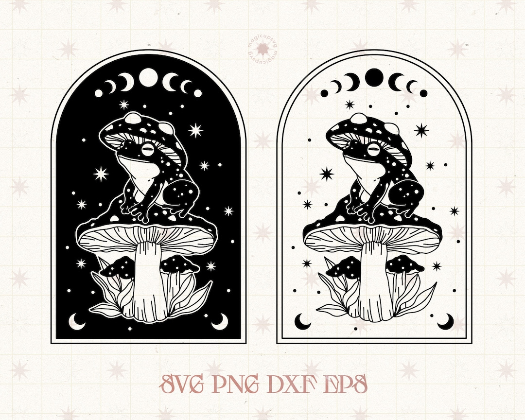 Mushroom Svg, Frog on Mushroom Svg, Trippy Mushroom Svg, Celestial Svg ...
