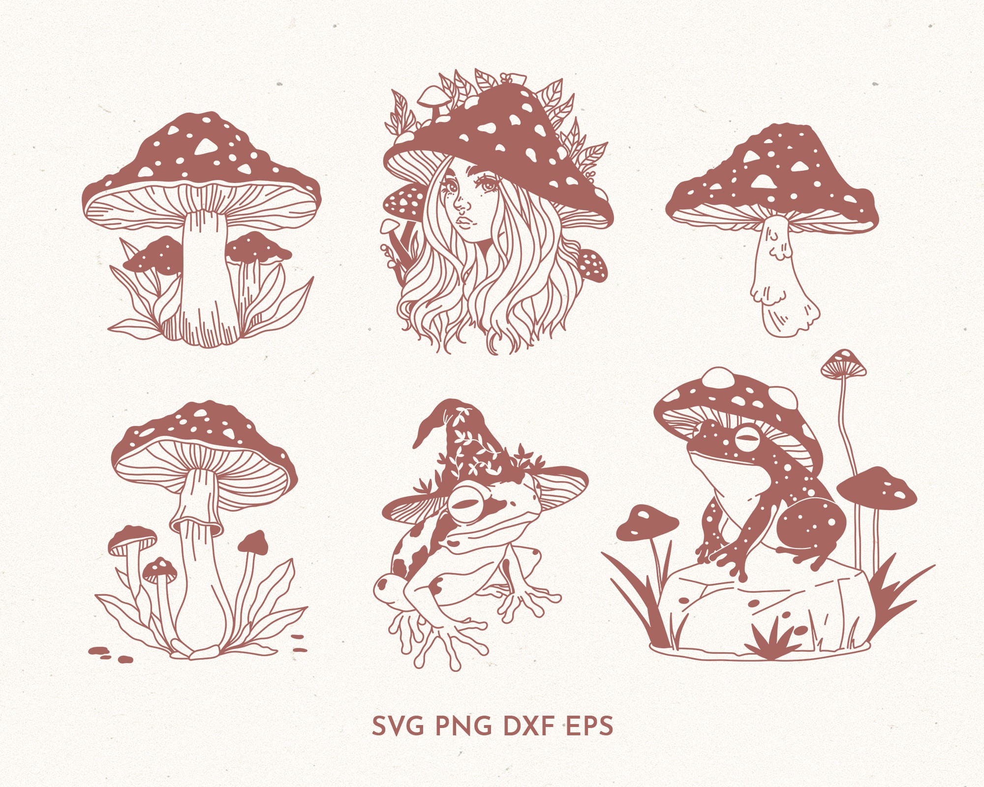 Cottagecore Svg Bundle, Mushroom Svg, Сottagecore Frog Svg, Toadstool ...