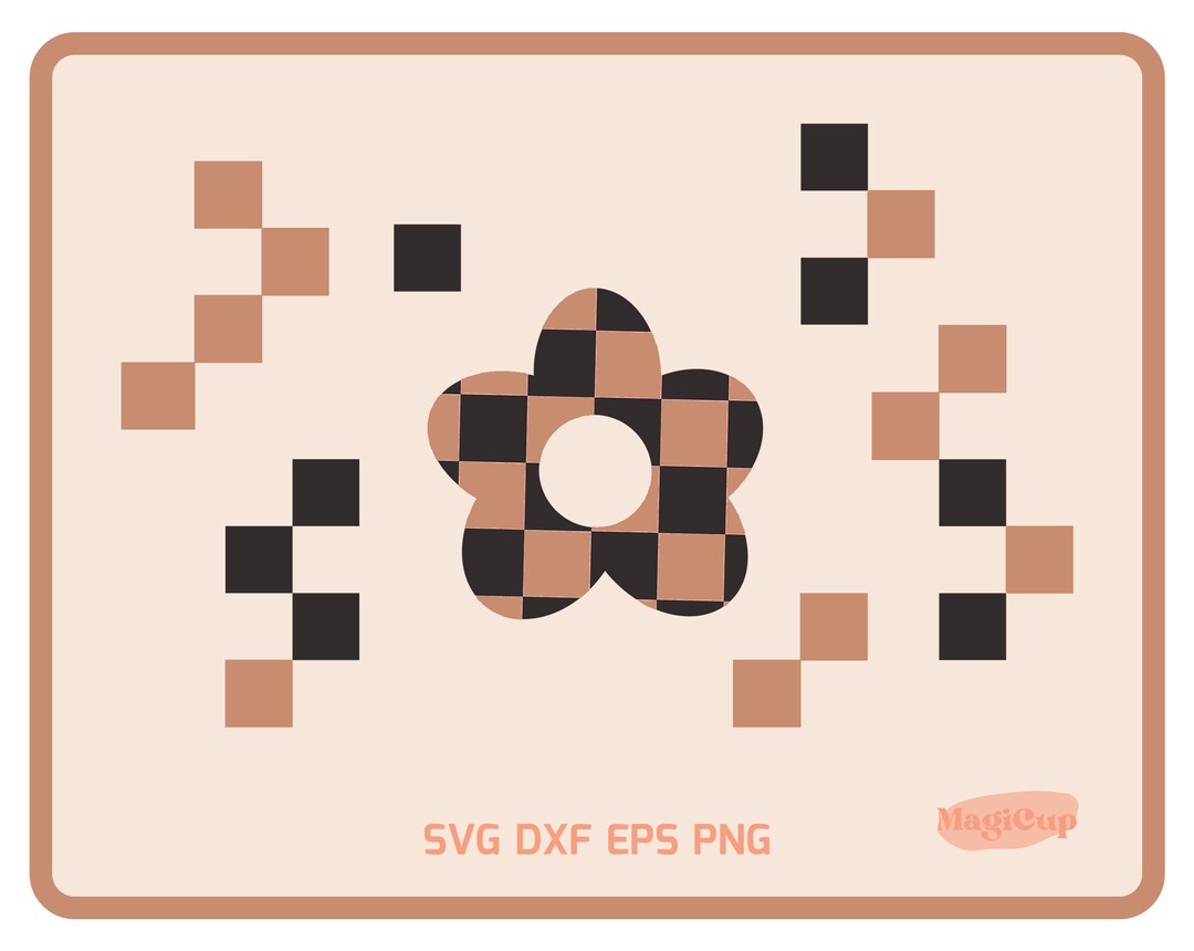 Daisy Svg Checker Svg Checkered Flower Svg Retro Flower - Etsy
