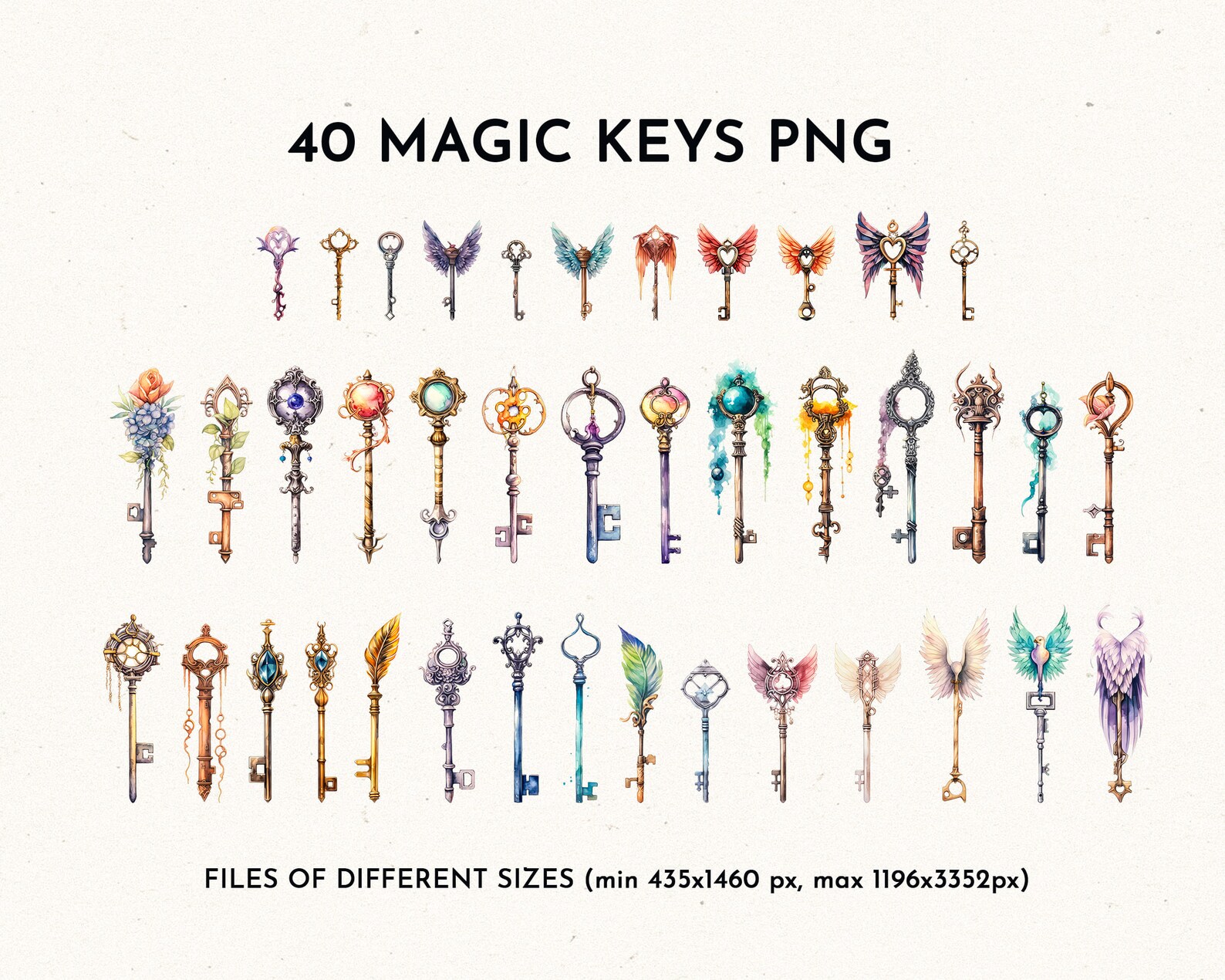 Magic Key Clip Art, Watercolor Key Clipart, Keys With Wings Clipart ...