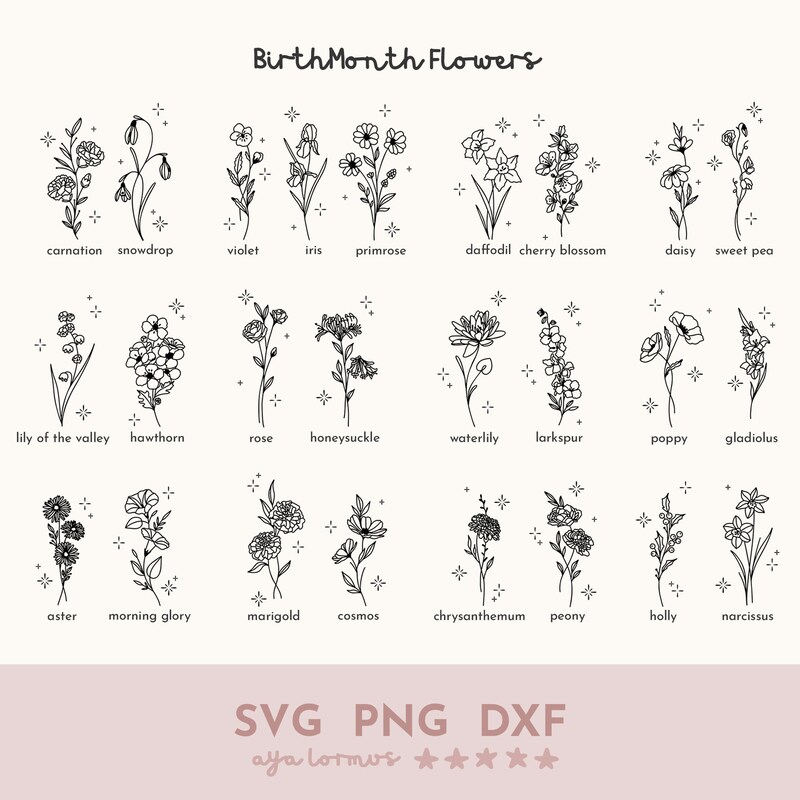 Birth Flower Svg - Etsy