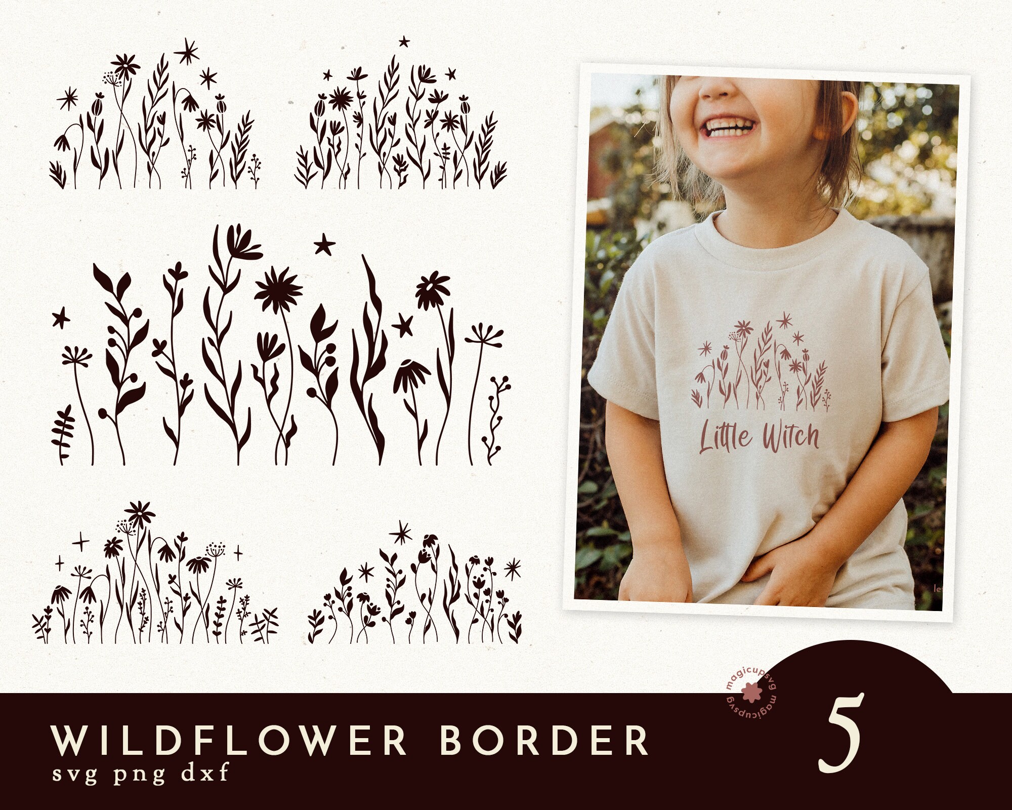 Wildflower Svg Bundle, Flower Border Svg, Wild Flower Svg, Flower ...