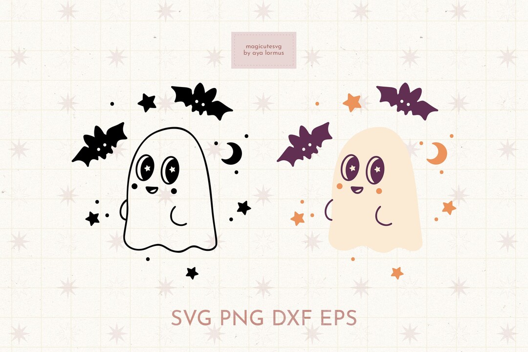 Cute Ghost Svg Ghost Outline Svg Retro Halloween Svg Bat - Etsy