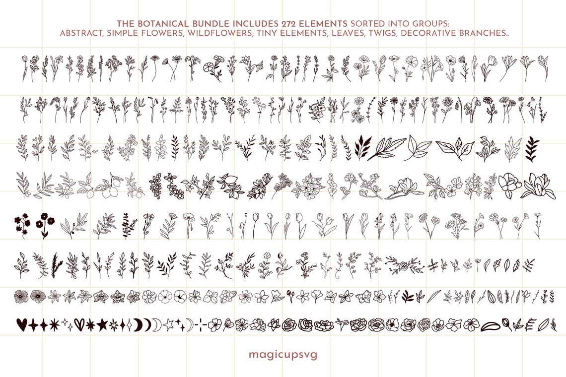 Botanical Svg Bundle Wildflower Svg Wild Flower Svg Line - Etsy