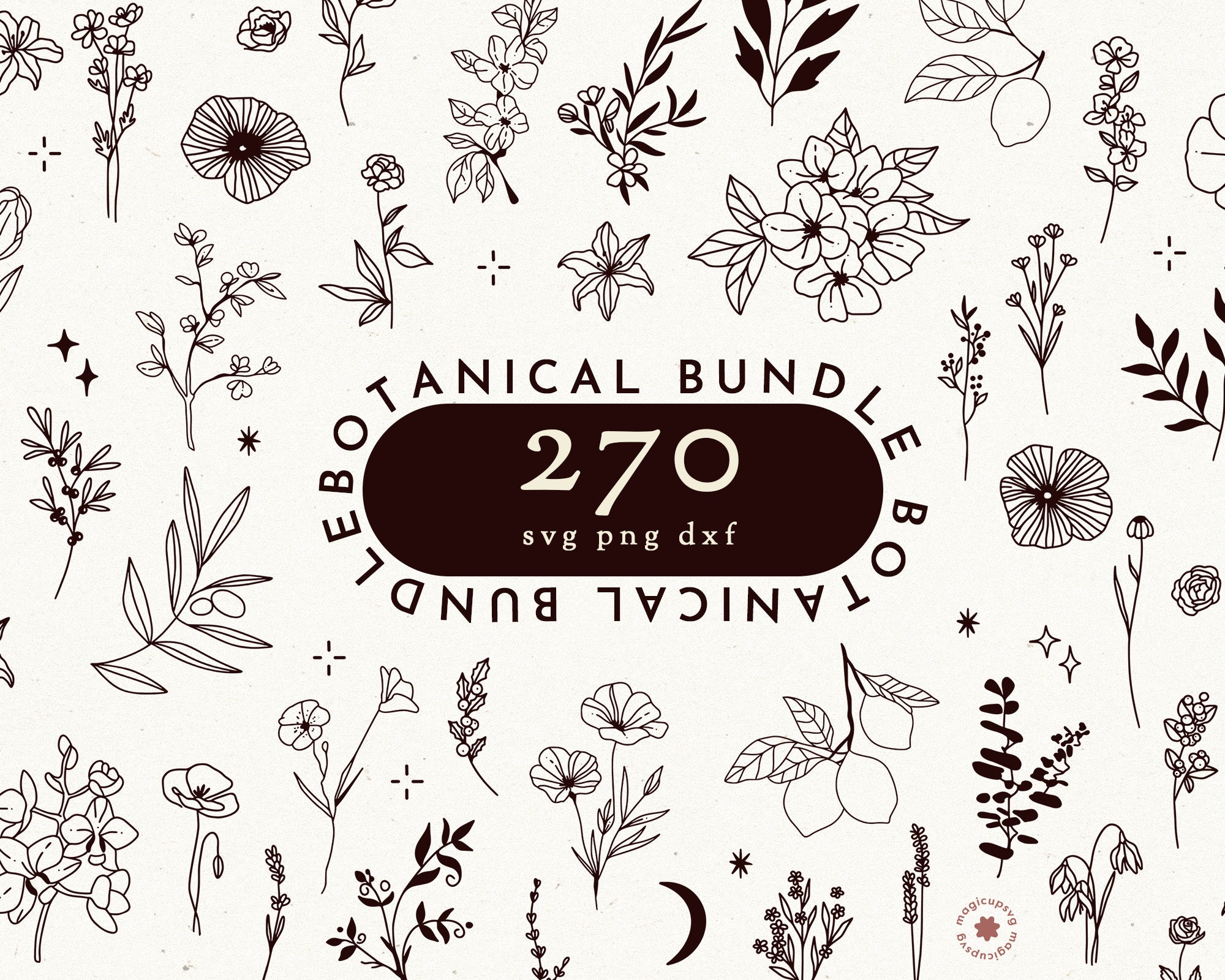 Botanical Svg Bundle, Wildflower Svg, Wild Flower Svg, Line Art Svg ...