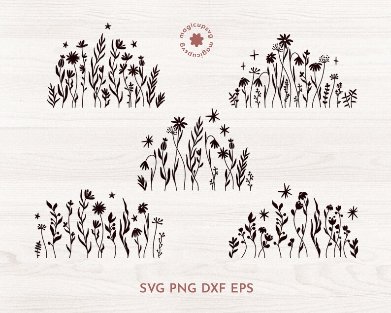 Wildflower Svg Bundle, Flower Border Svg, Wild Flower Svg, Flower ...