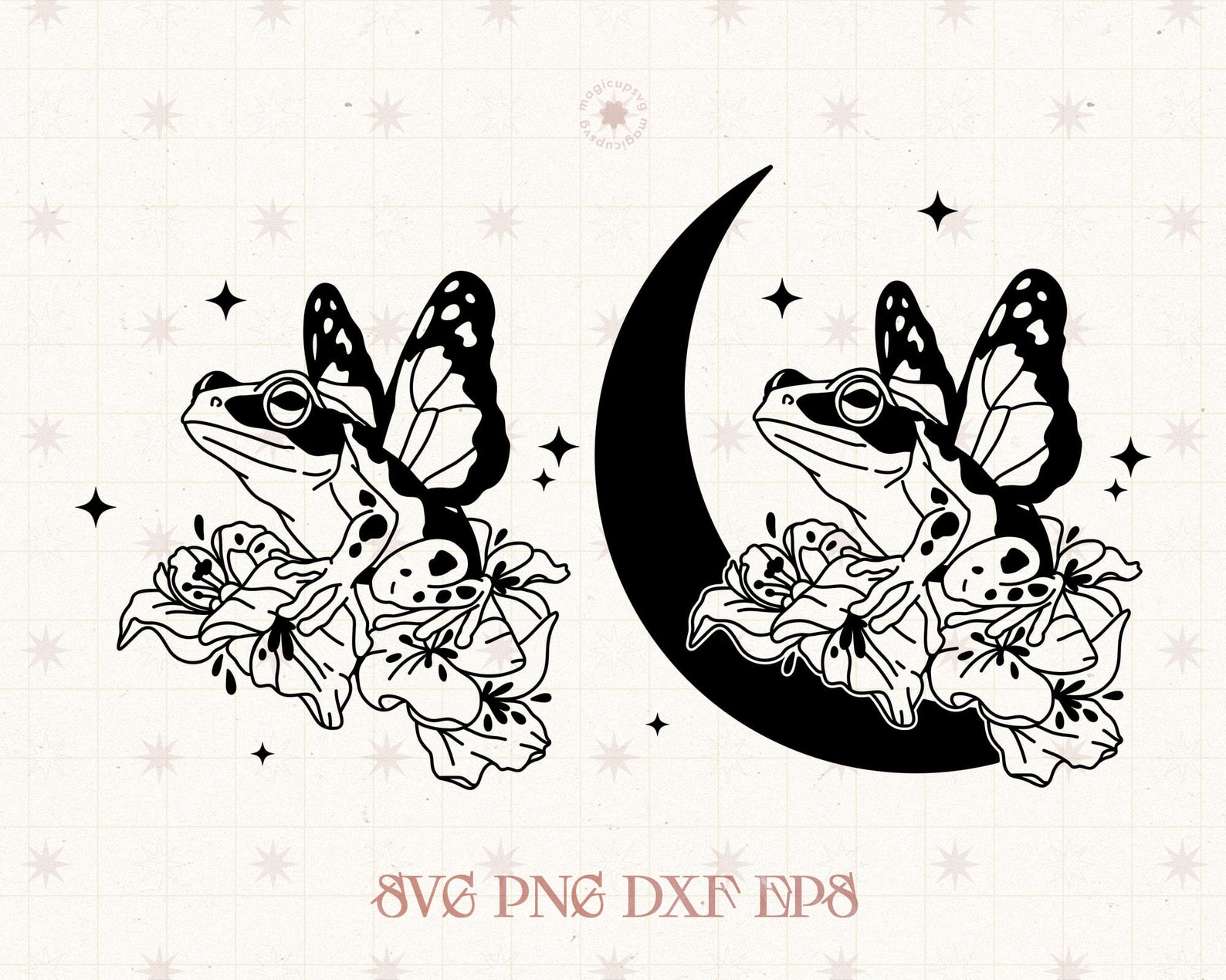 Frog Svg, Fairy Svg, Celestial Svg, Cottage Core Svg, Witchy Svg, Moon ...