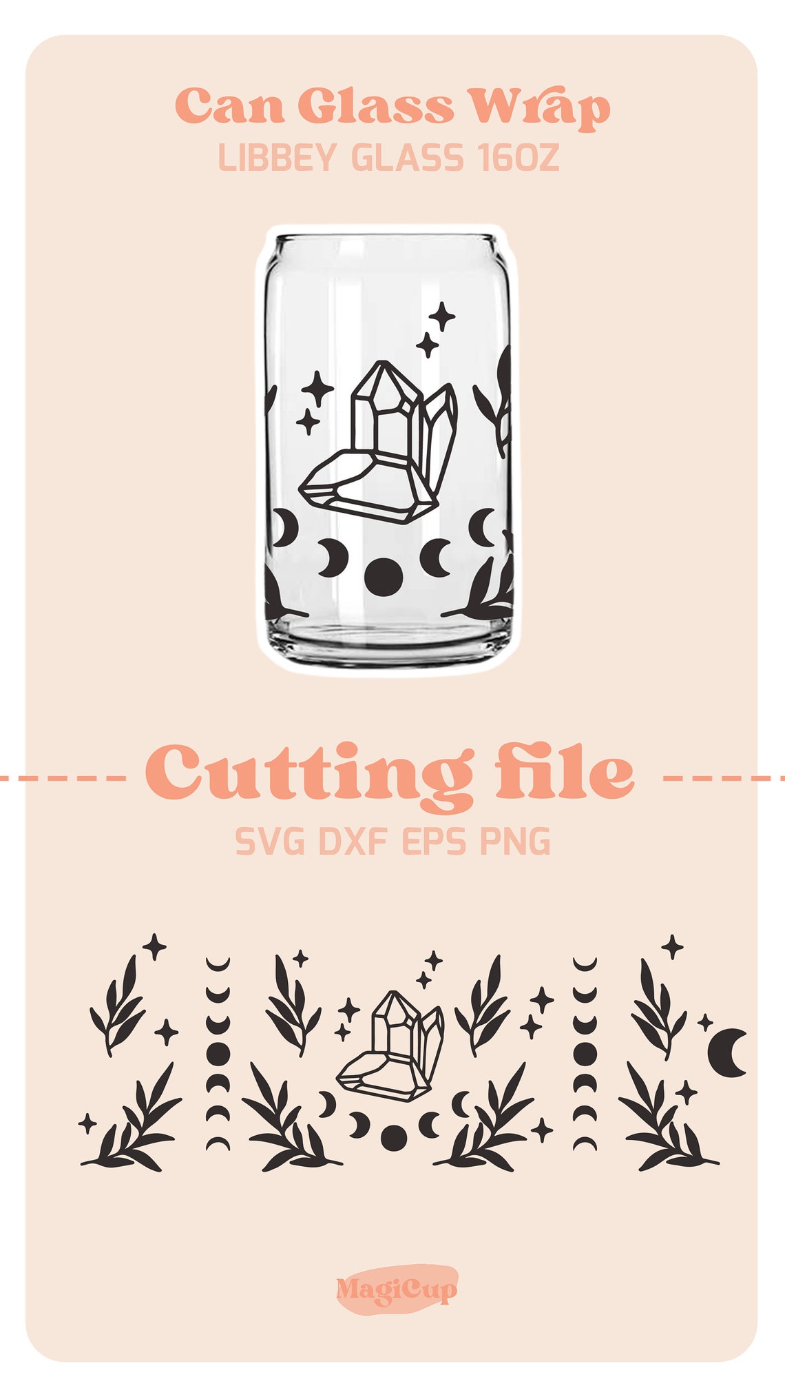 Libbey Glass Svg, Beer Can Glass Template, Boho Glass Can Svg, Can ...