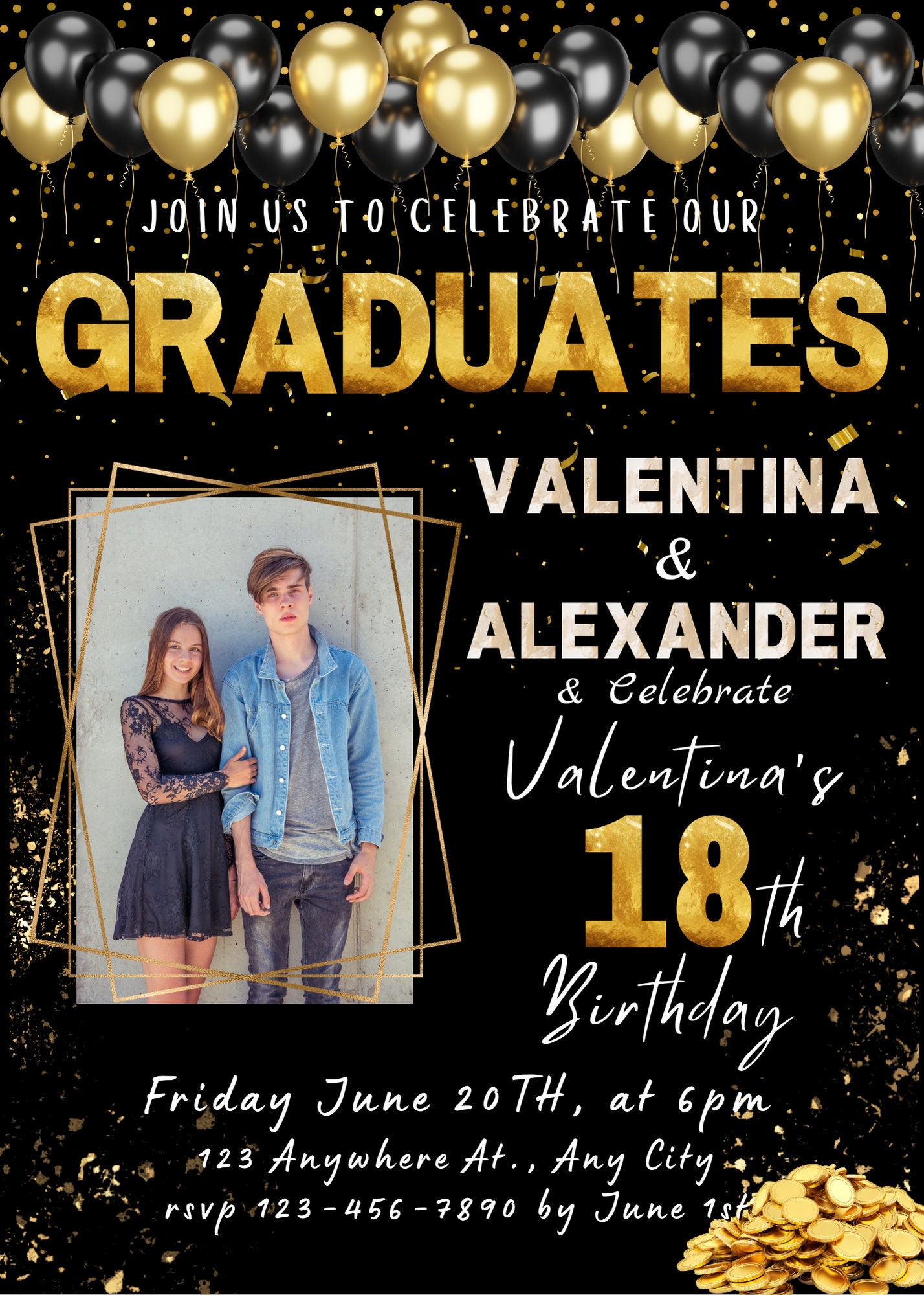 Double Graduation Invitation Graduation Invitation Bsn Graduation ...