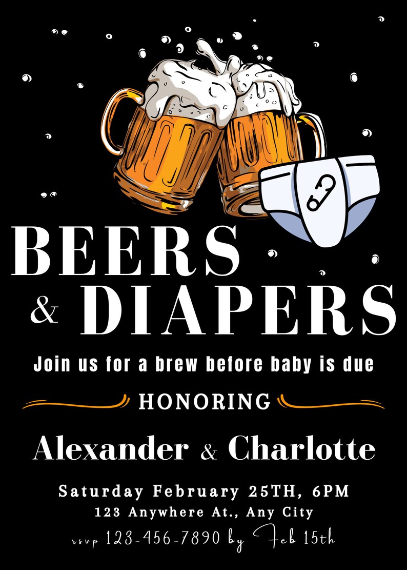 Beer and Diapers Invite Diaper Party Invitation Beer Diapers and Beer ...