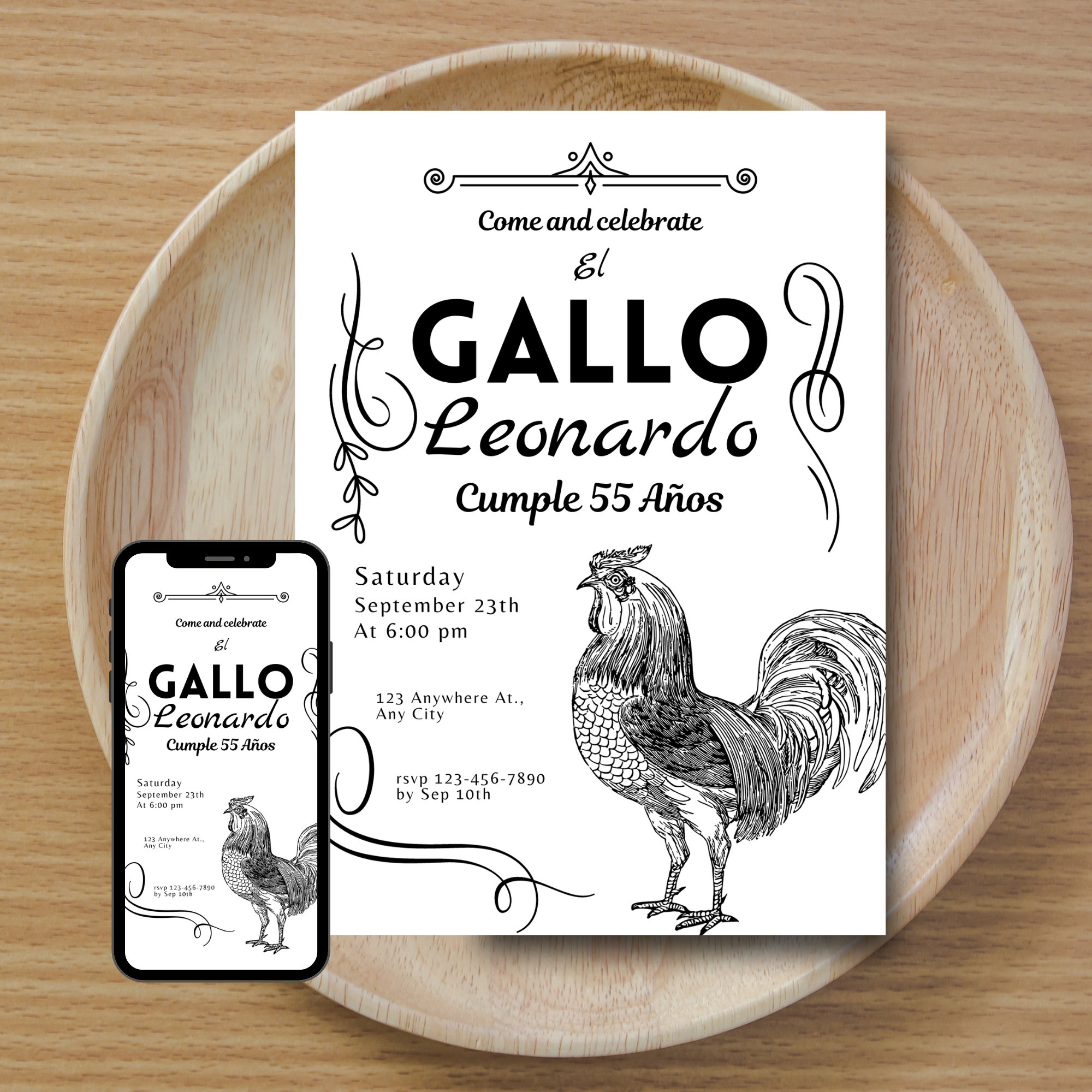 40th Birthday Men El Gallo Galleros Party 55th Birthday Invit 55th ...