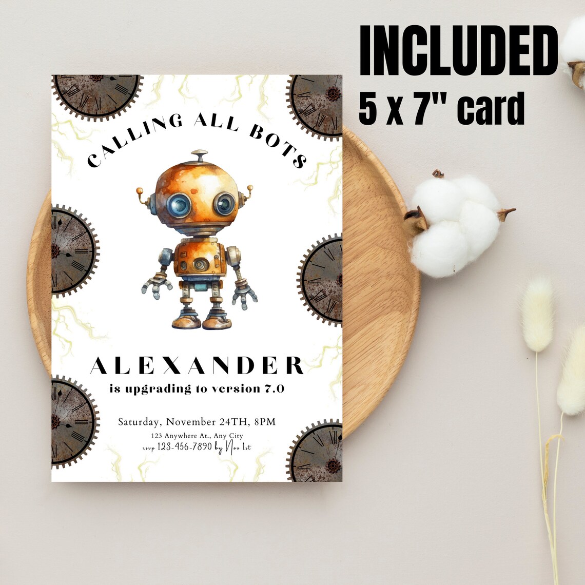Robot Birthday Invitation Robot Birthday Party Invitation - Etsy