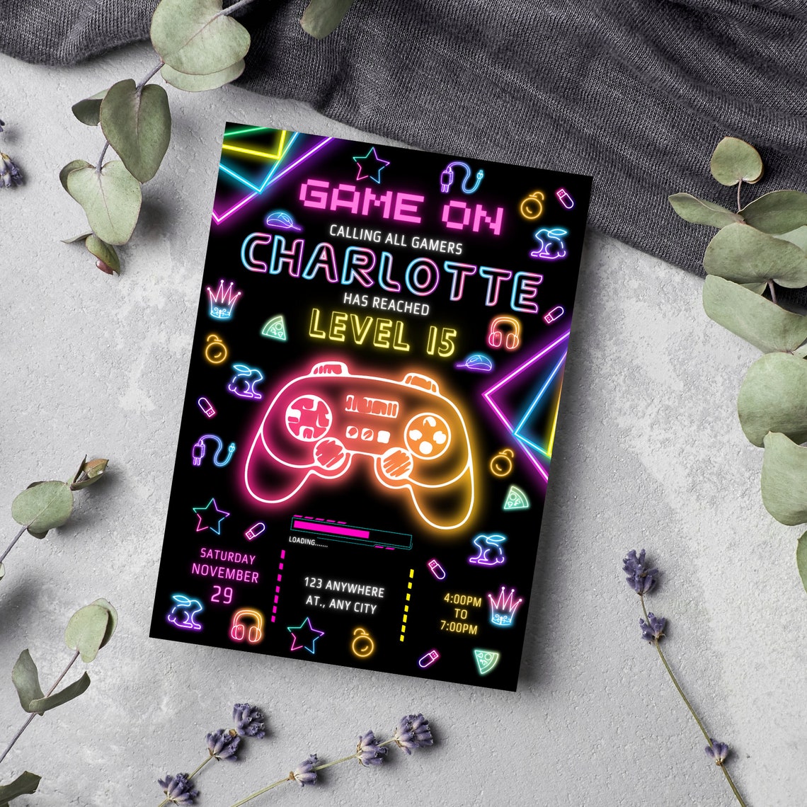 Girl Gamer Birthday Invitations Gamer Invitation Gamer Birthday Invite ...