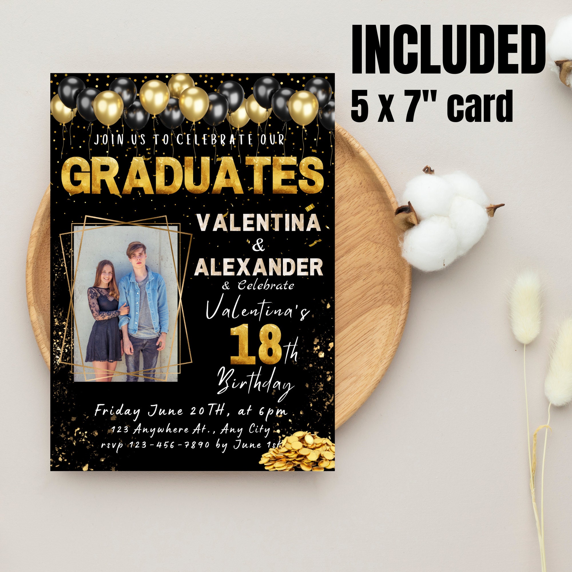 Double Graduation Invitation Graduation Invitation Bsn Graduation ...