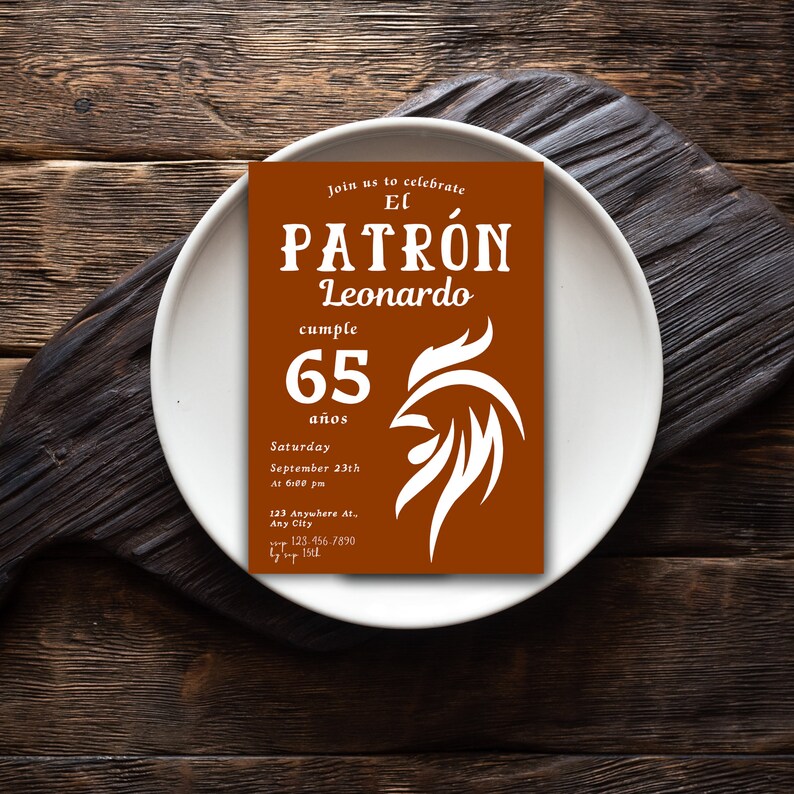El Patron Birthday Invitation Rooster Birthday Party Mexican - Etsy