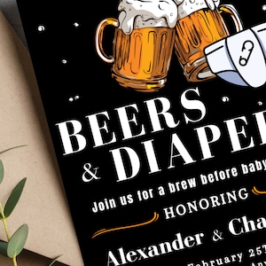 Beer and Diapers Invite Diaper Party Invitation Beer Diapers and Beer ...