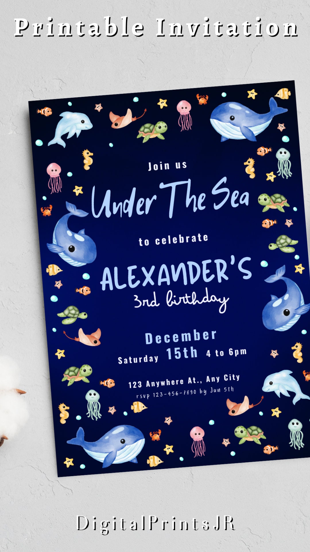 Under the Sea Invitation Sea Animal Birthday Invitation Sea - Etsy