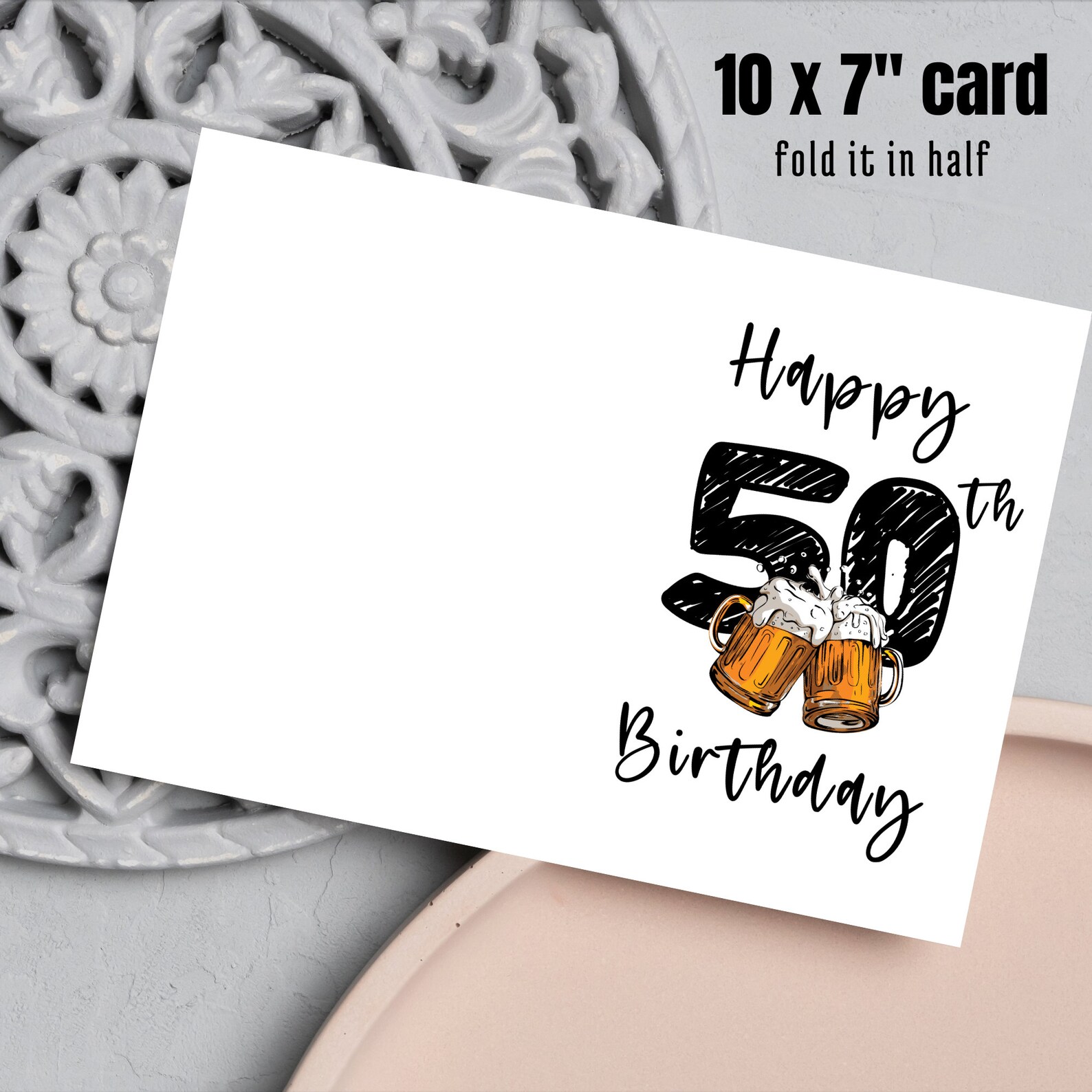 Beer Card 50th Birthday Card 50th Birthday Mens 50th Birthday Woman ...