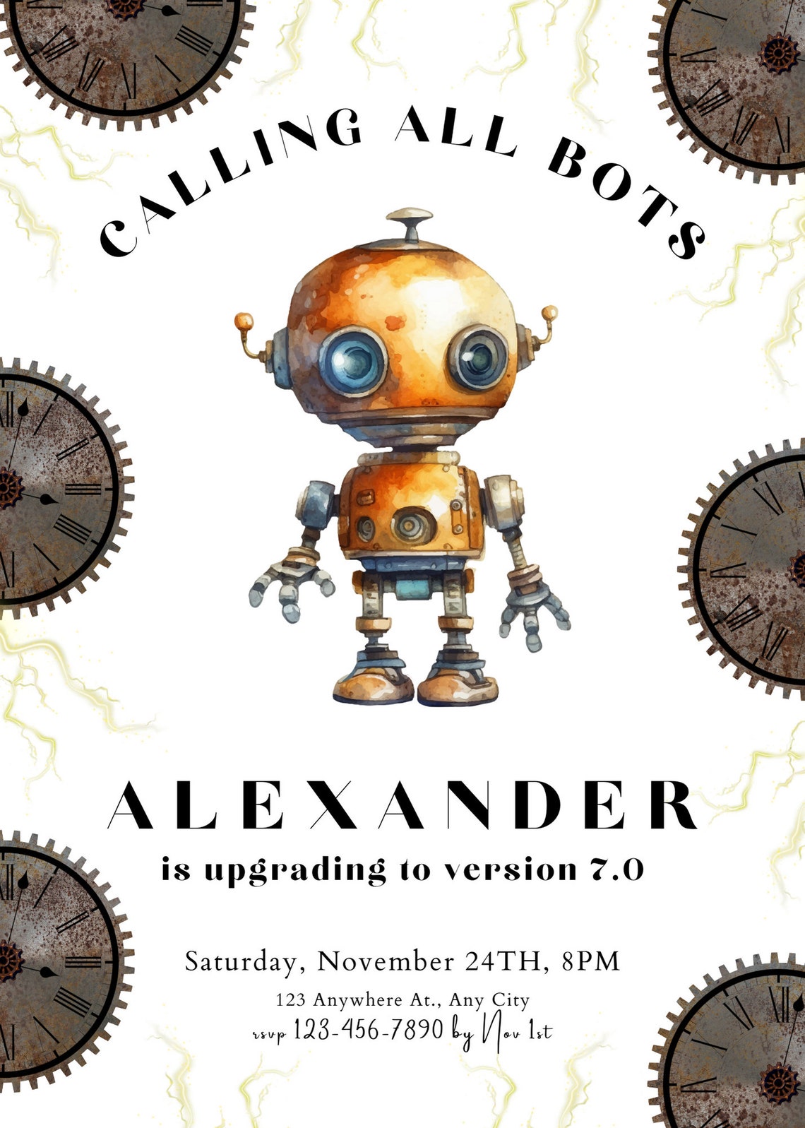 Robot Birthday Invitation Robot Birthday Party Invitation - Etsy