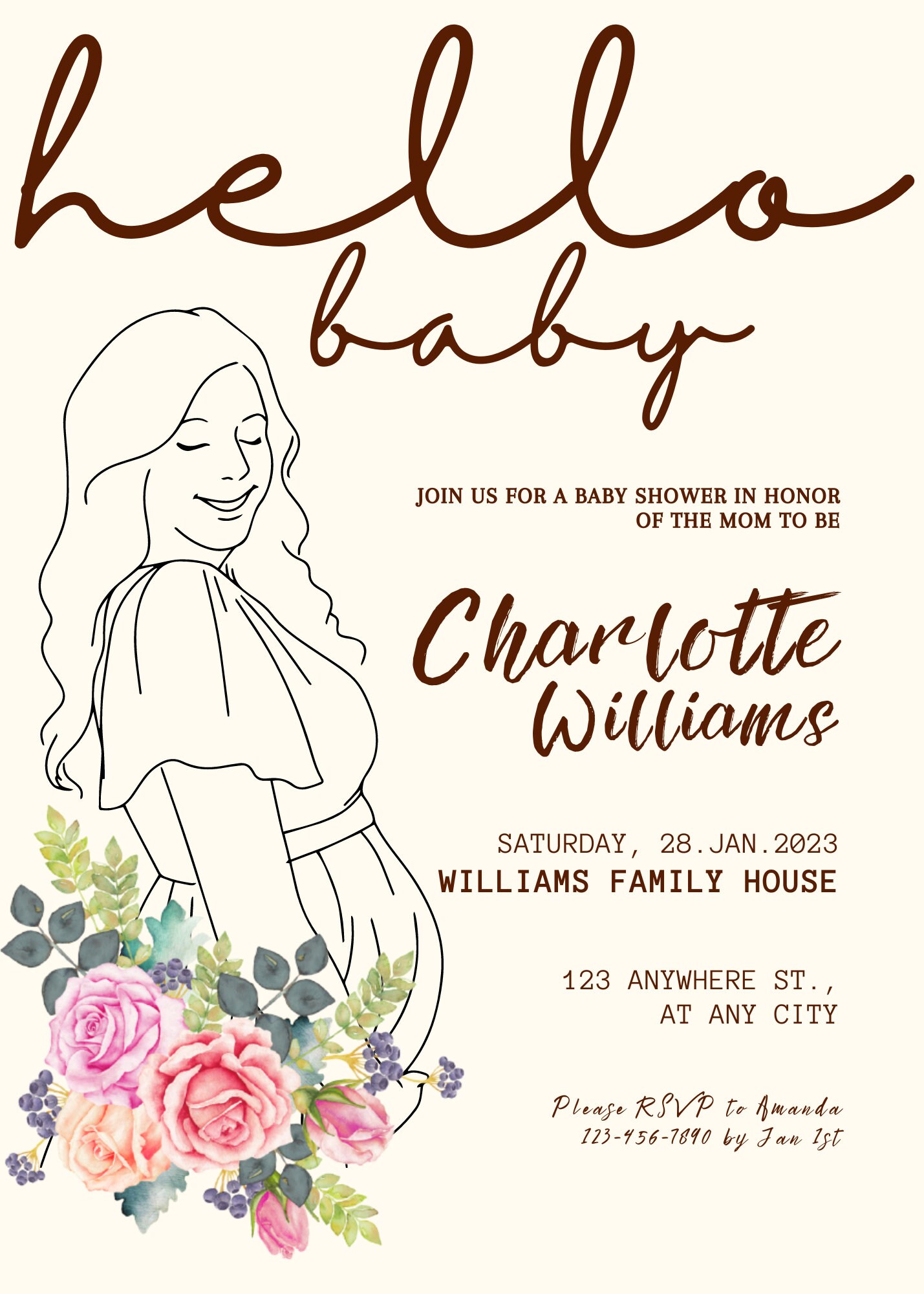 Hello Baby Invitation Terracotta Baby Shower Cutie Baby Shower ...