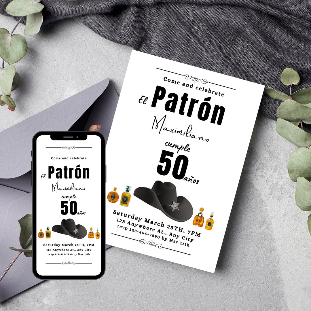 El Patron Birthday Invitation Tequila Birthday Invitation - Etsy