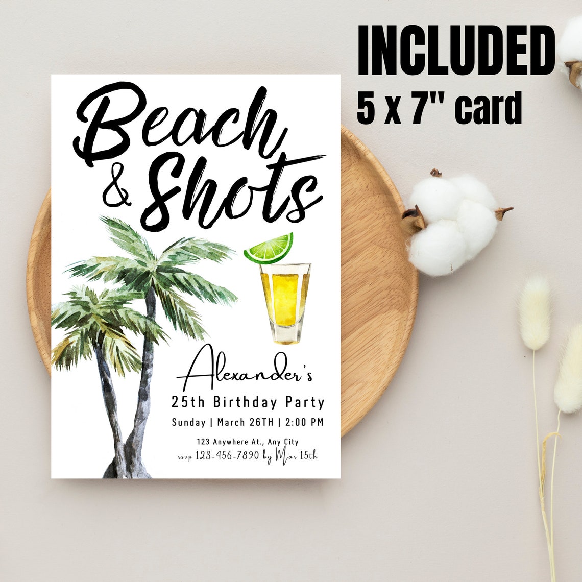 Beach and Shots Invitation Beach Birthday Invitation Beach Birthday ...