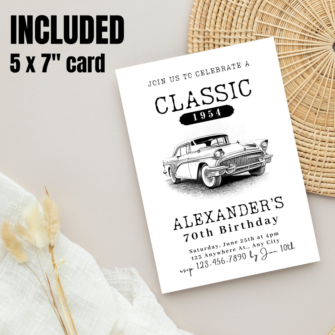 Race Car Birthday Invitation Classic Birthday Invitation 70th Birthday ...