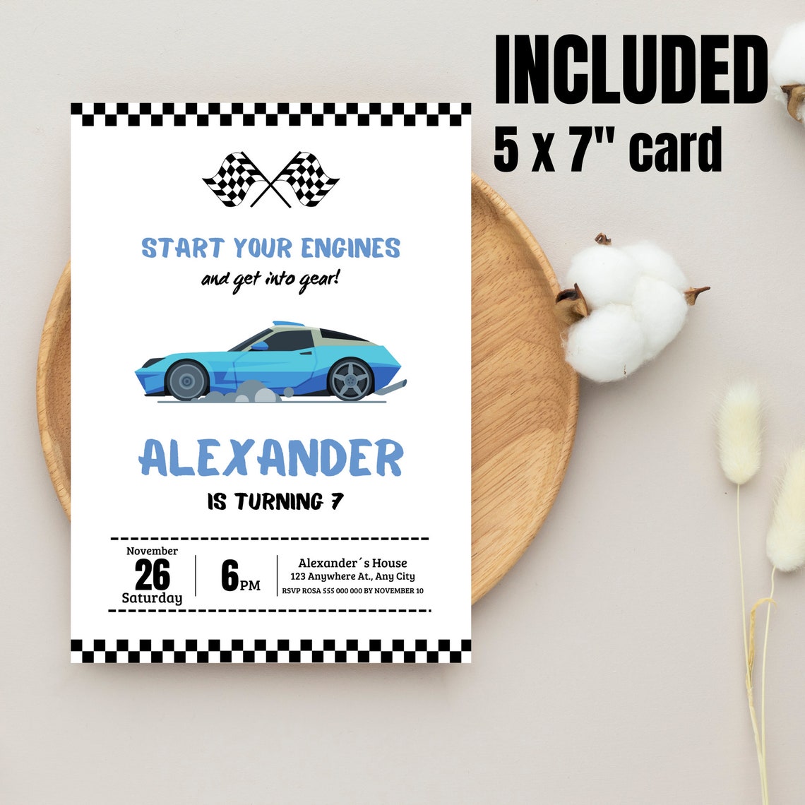 Race Car Invitation Birthday Race Car Birthday Invitation Race ...