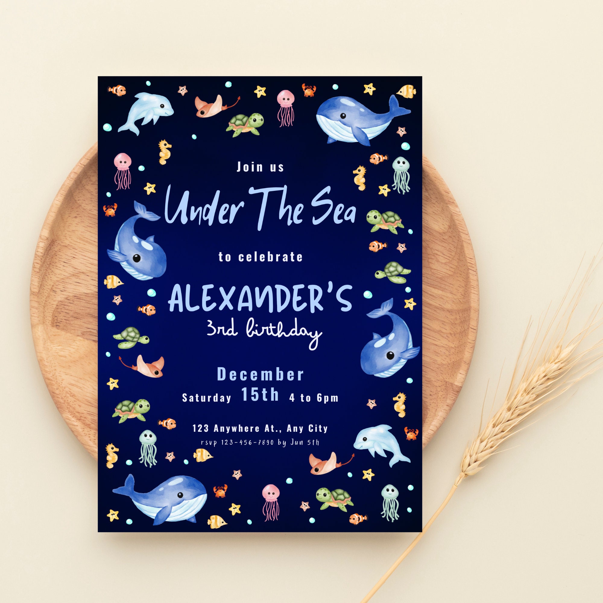 Under the Sea Invitation Sea Animal Birthday Invitation Sea Theme ...