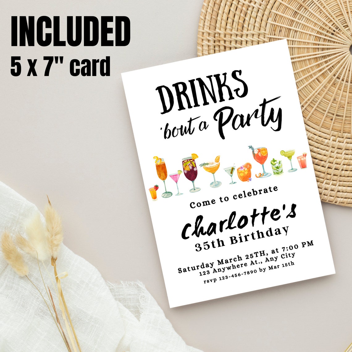 Drinks Party Invitations Drinks Birthday Invitation Drinks Invite ...